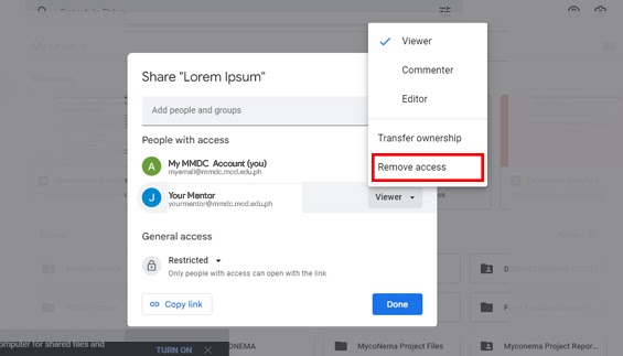 Stop sharing files and folders – MMDC