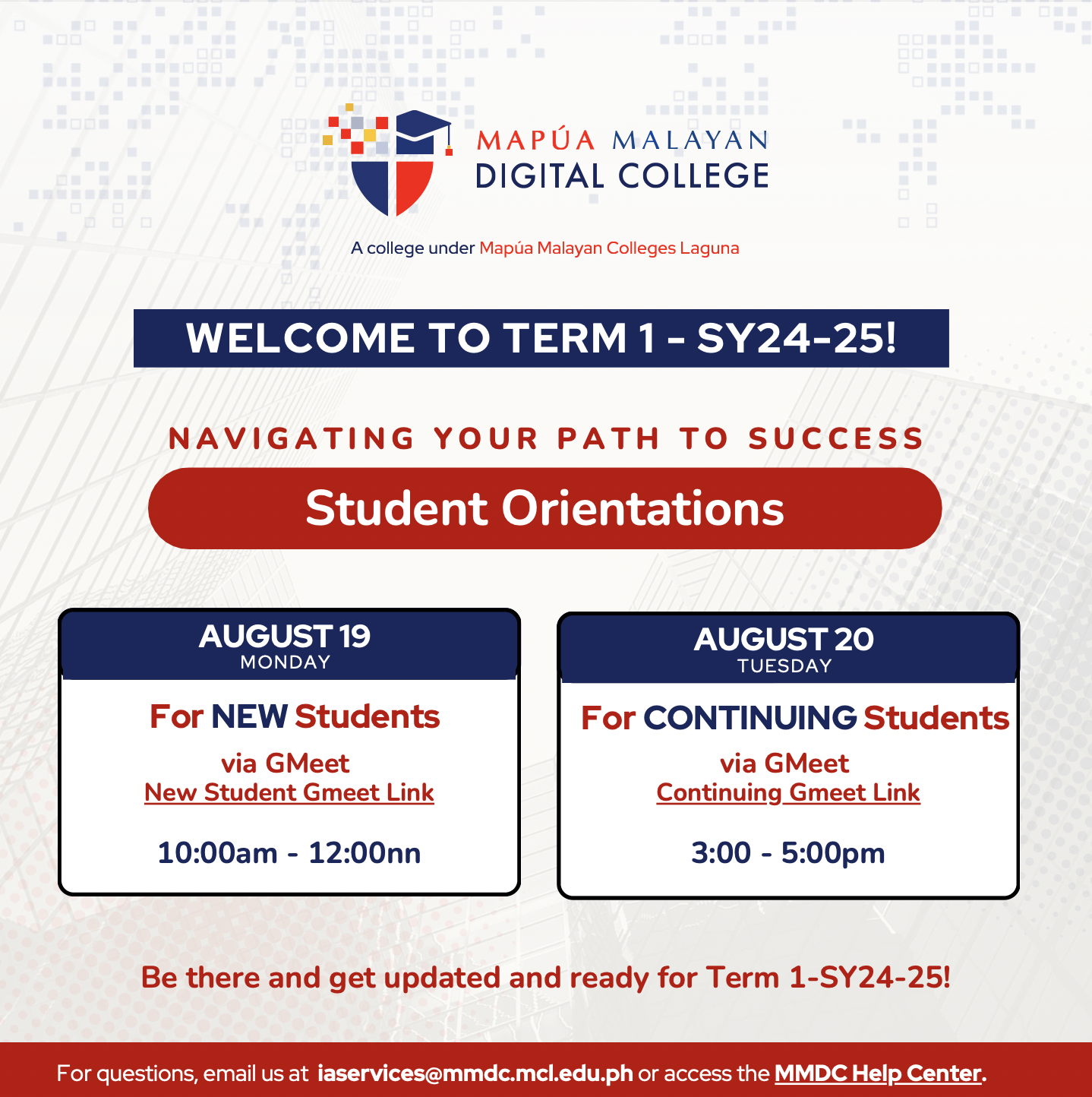 Student Orientations for Term 1-SY24-25 – MMDC